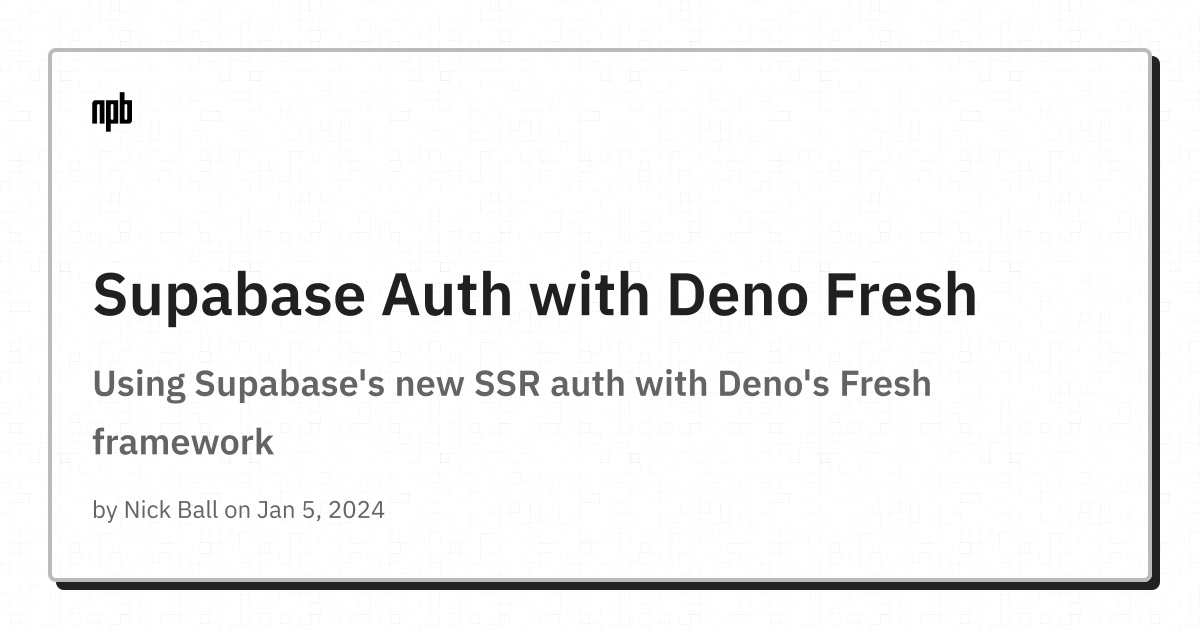 Supabase Auth with Deno Fresh
